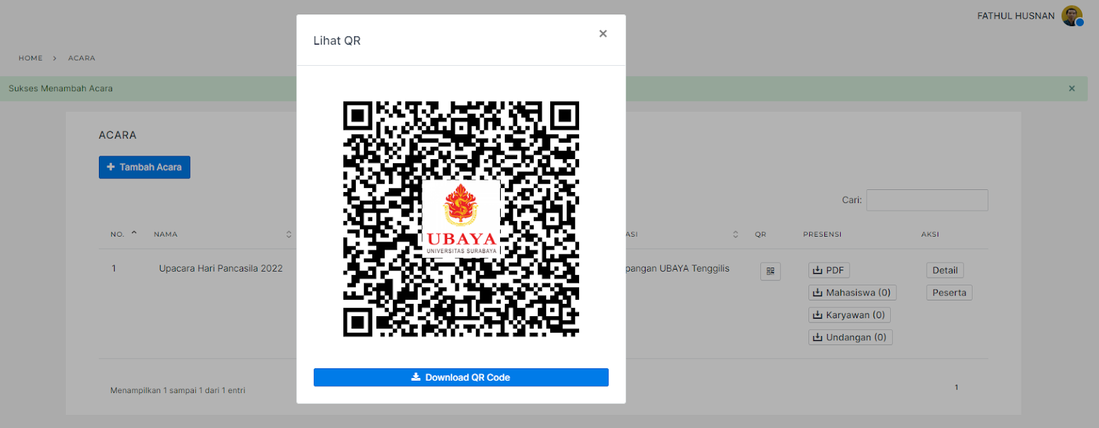 Presensi Kehadiran Acara – Direktorat Sistem Informasi dan Manajemen