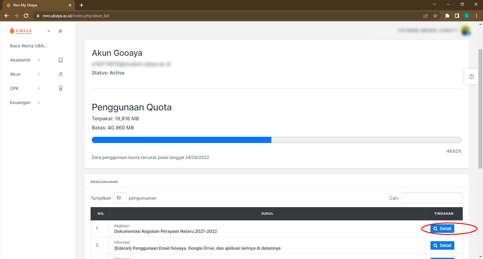 Melihat Pengumuman - Direktorat Sistem Informasi dan Manajemen